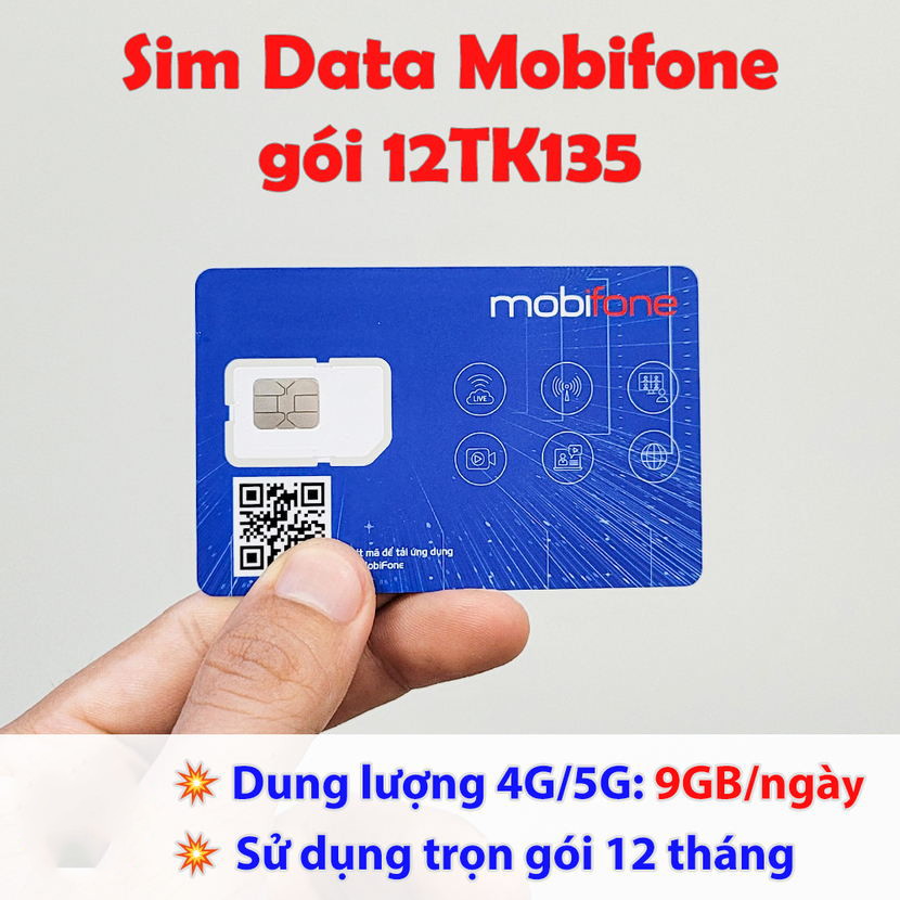 Sim 4G Mobifone 12TK135 Trọn gói 12 tháng, mỗi ngày có 9GB data ...